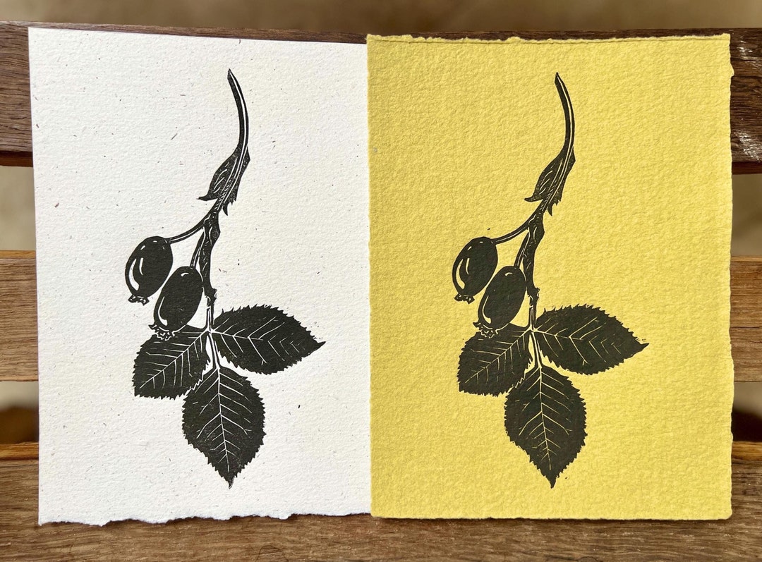 Rose Hips Linocut Print. Botanical Art. Handmade. - Etsy