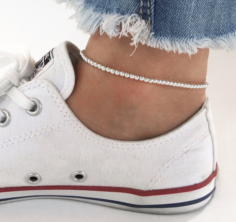 925 Sterling Silver Stretch Anklet Sterling Silver Anklet - Etsy