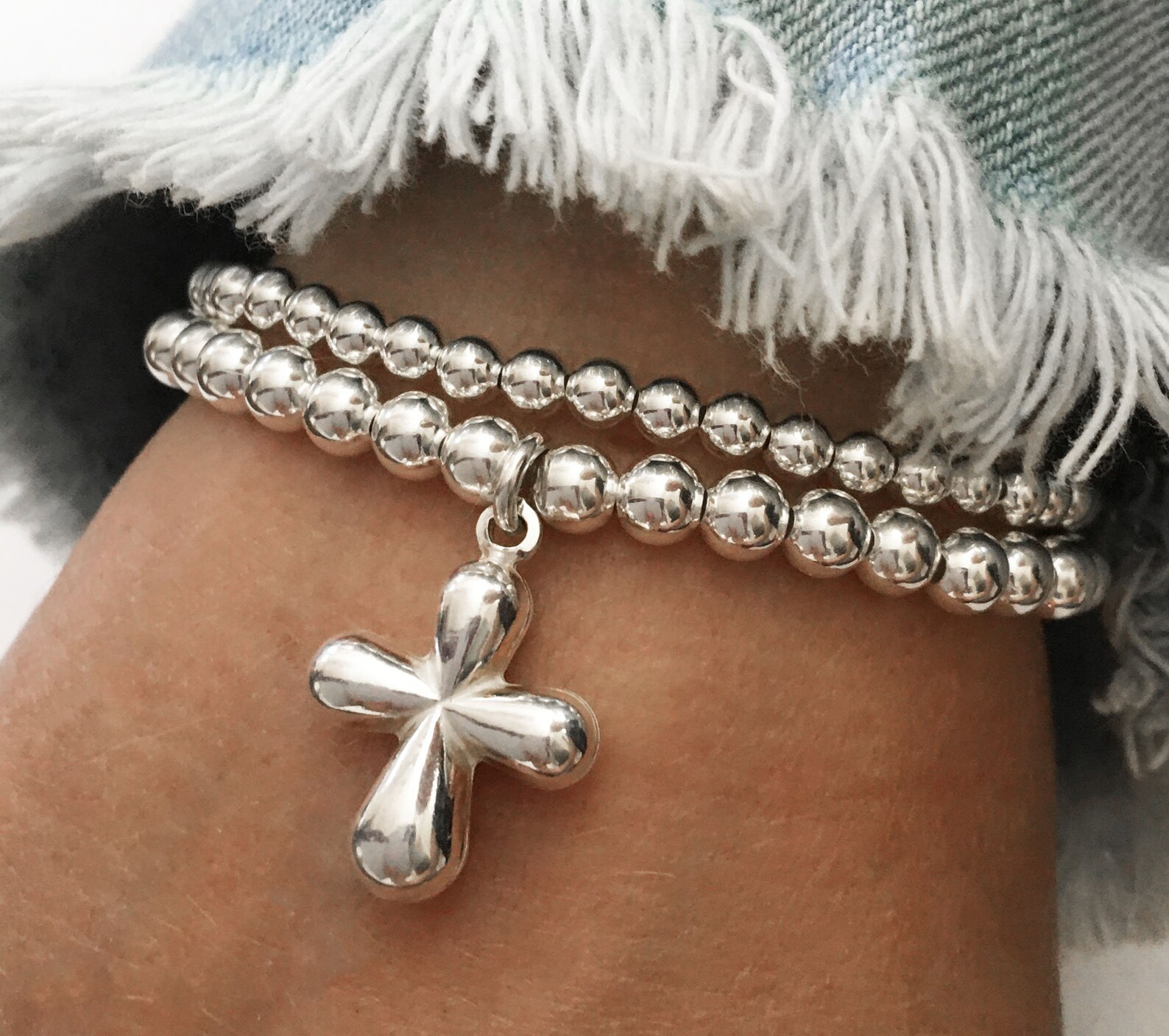 925 Sterling Silver Stretch Charm Bracelet Sterling Silver - Etsy