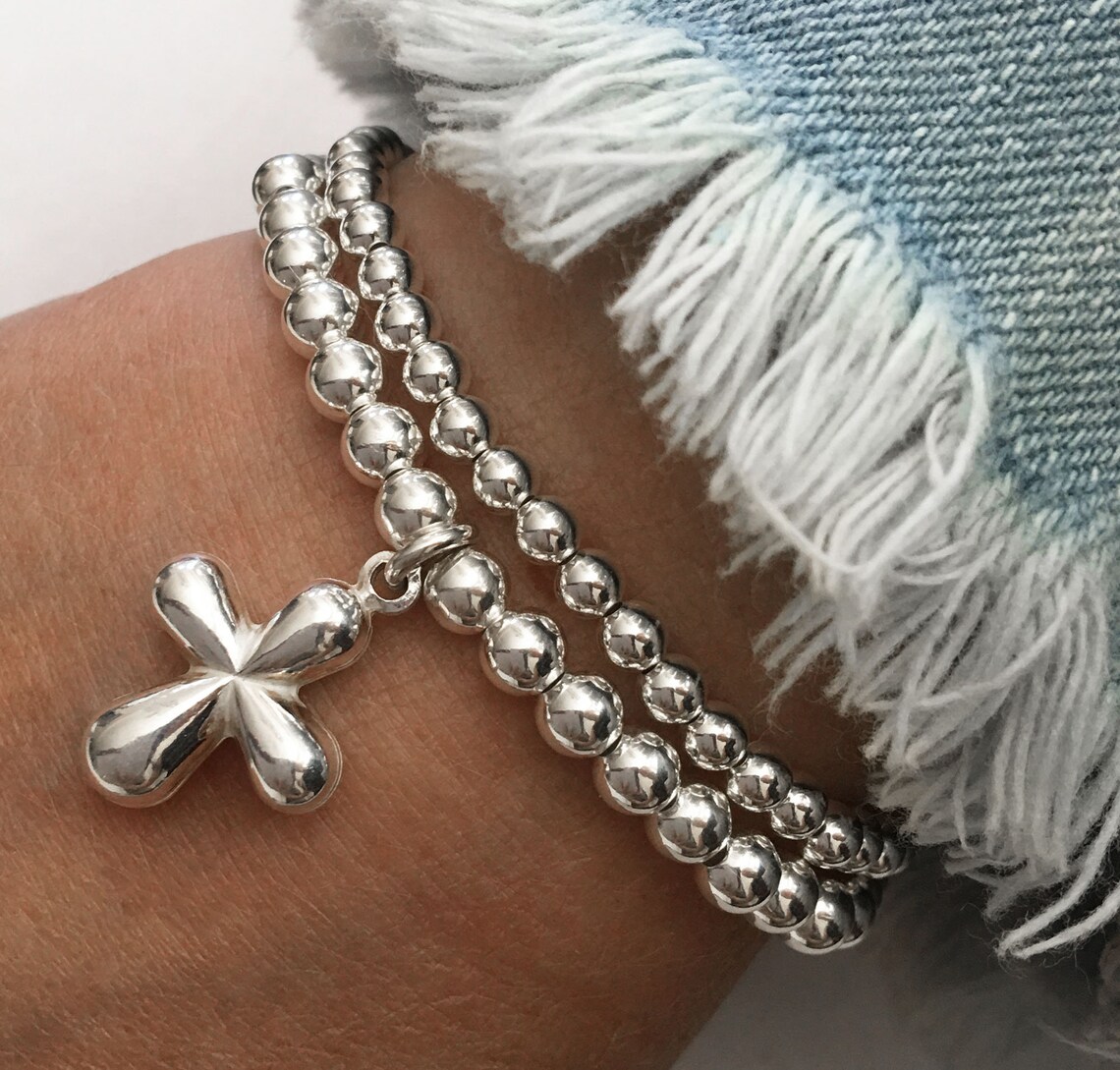 925 Sterling Silver Stretch Charm Bracelet Sterling Silver | Etsy