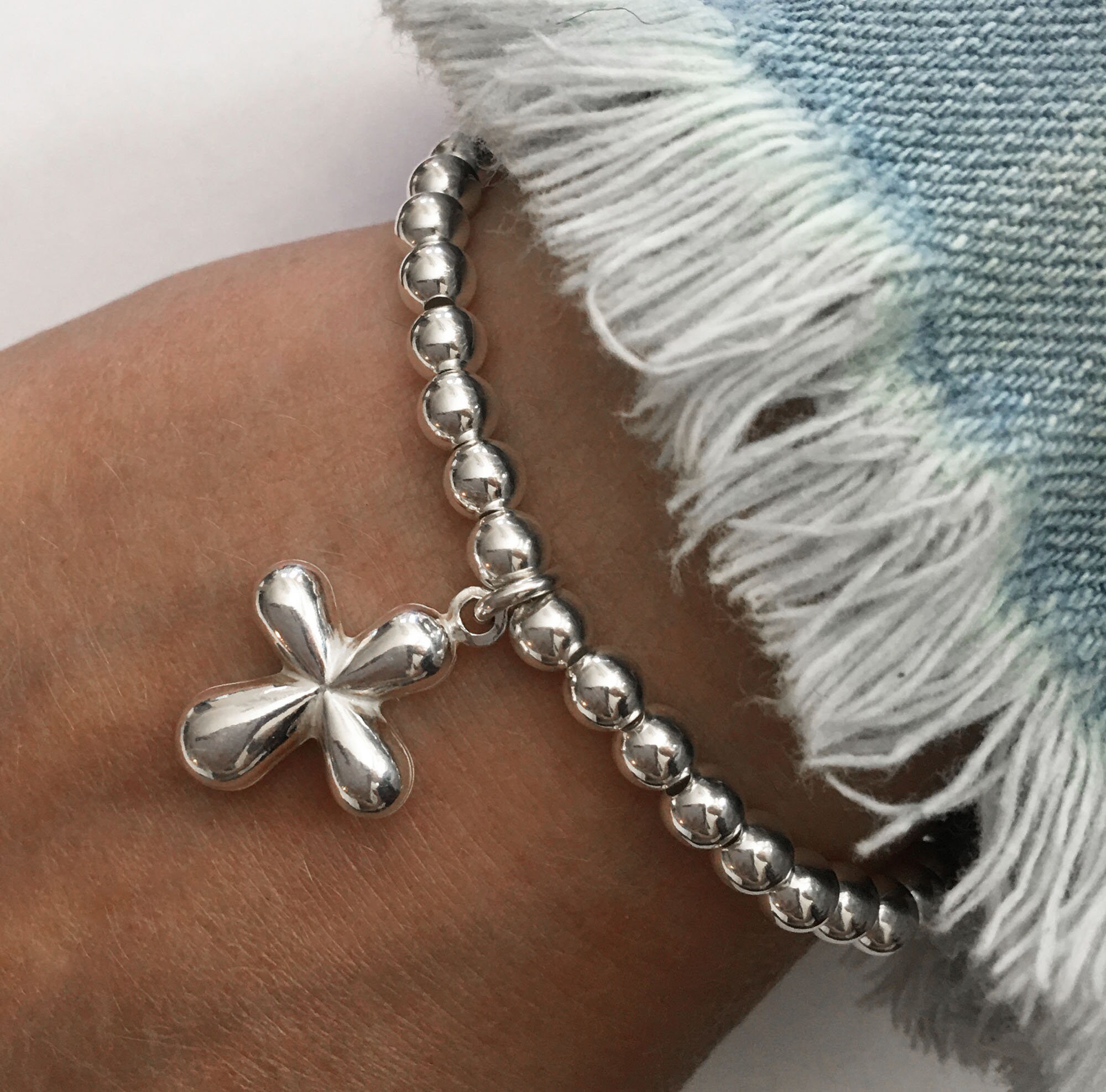 925 Sterling Silver Stretch Charm Bracelet Sterling Silver - Etsy