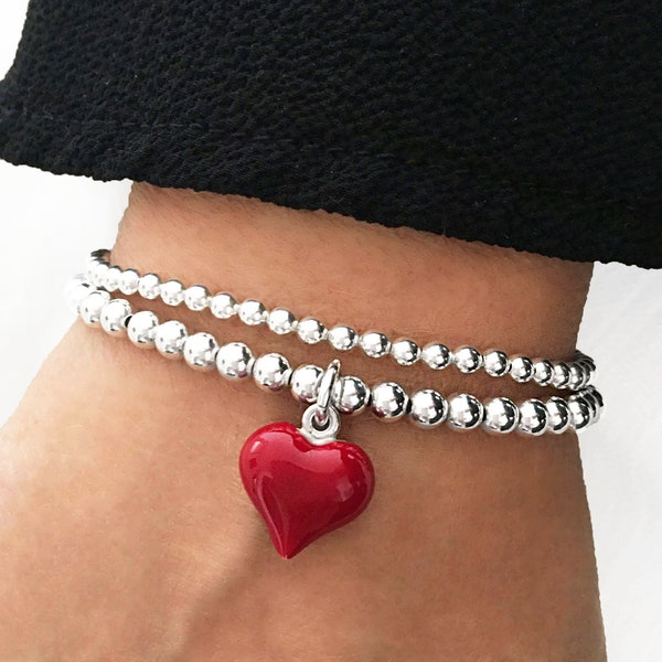 Red Heart Bracelet - Etsy