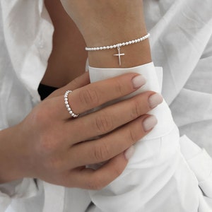 925 Sterling Silver Cross Charm Bracelet, Religious, Sterling Silver ...