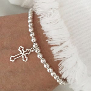 925 Sterling Silver Cross Charm Bracelet, Religious, Sterling Silver ...