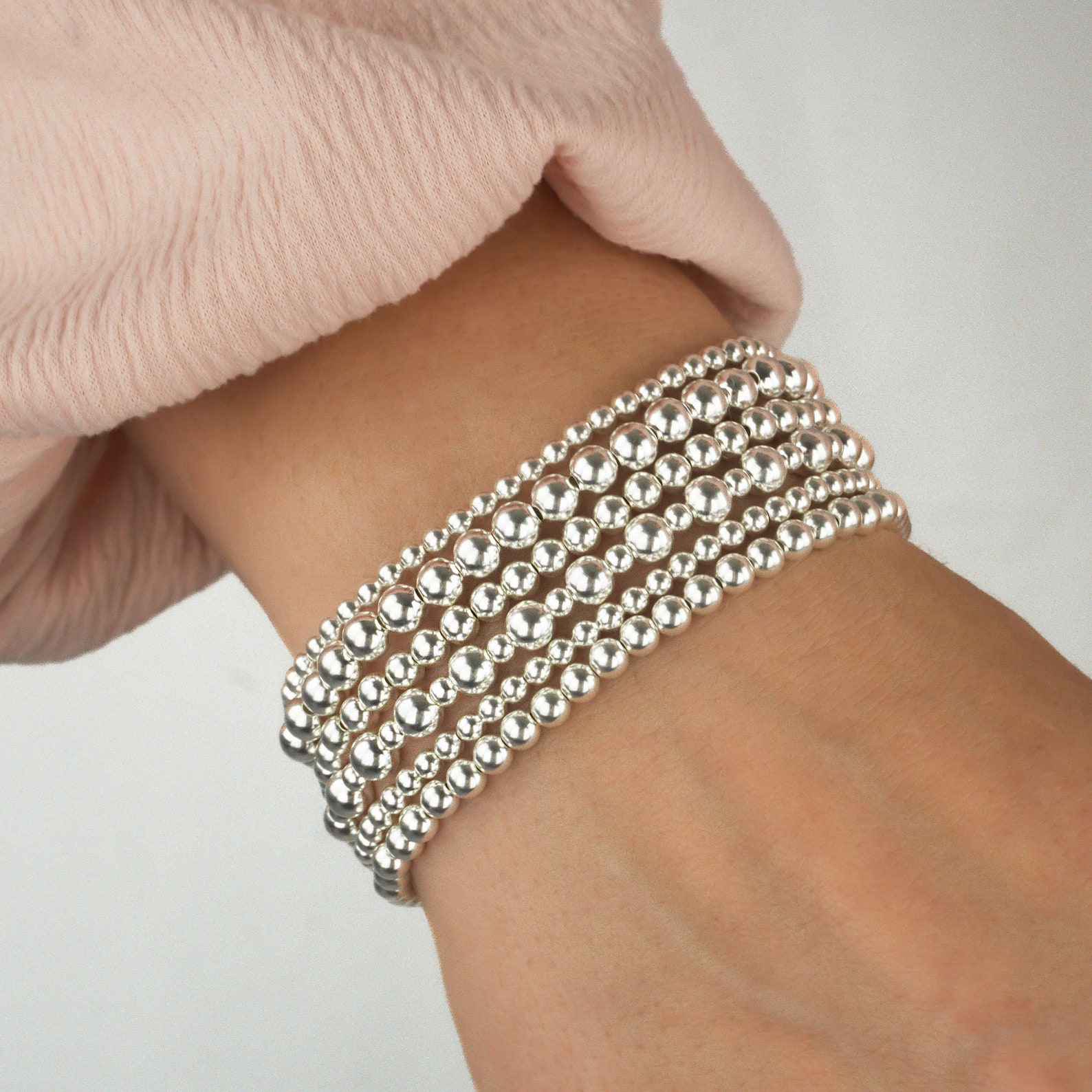 925 Sterling Silver Stretch Bracelet,bracelet,stacked Bracelets,womens ...