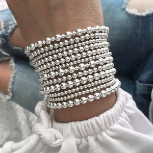 925 Sterling Silver Stretch Bracelet,bracelet,stacked Bracelets,womens ...