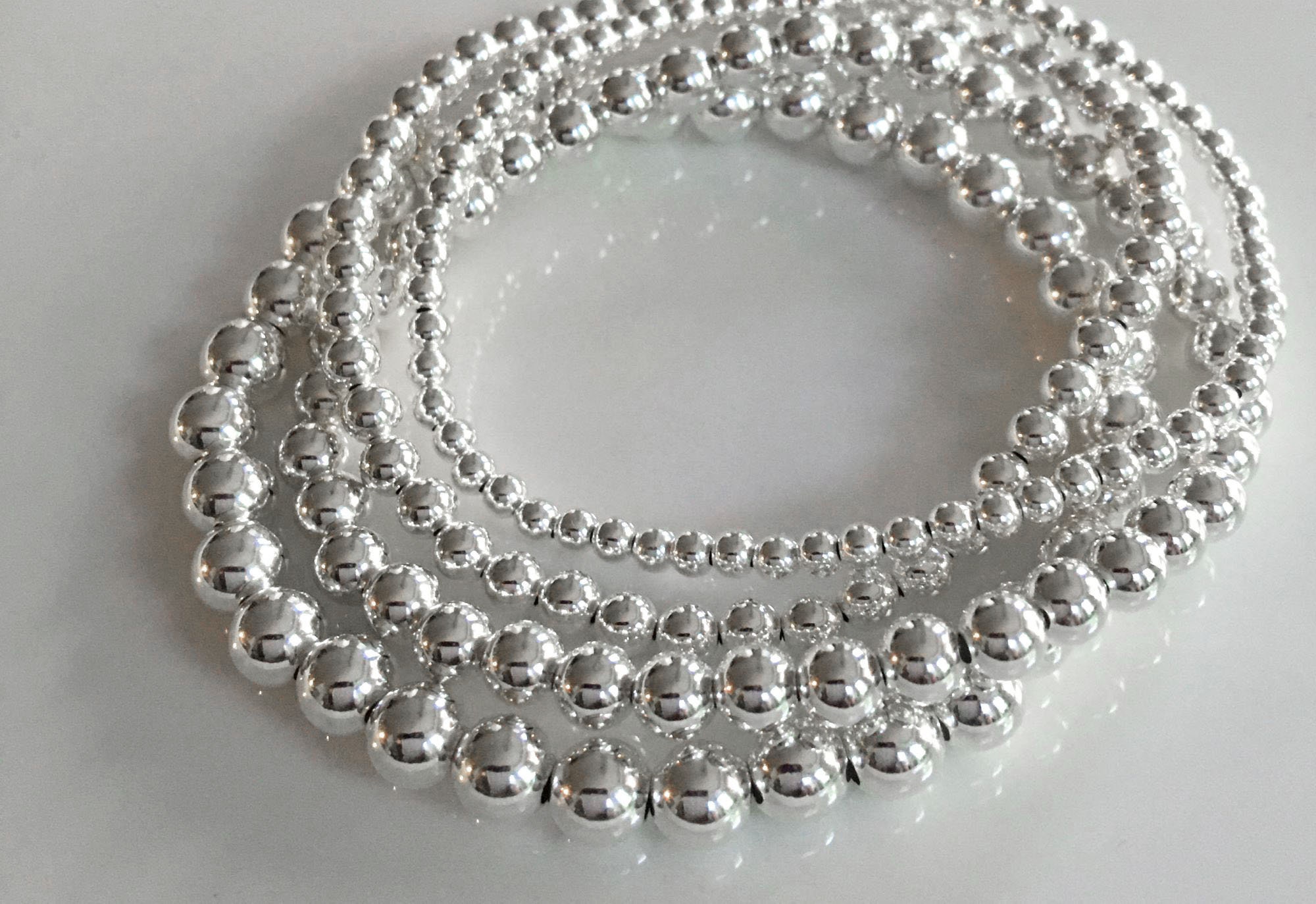 925 Sterling Silver Stretch Bracelet 6mm 8mm Bracelet - Etsy