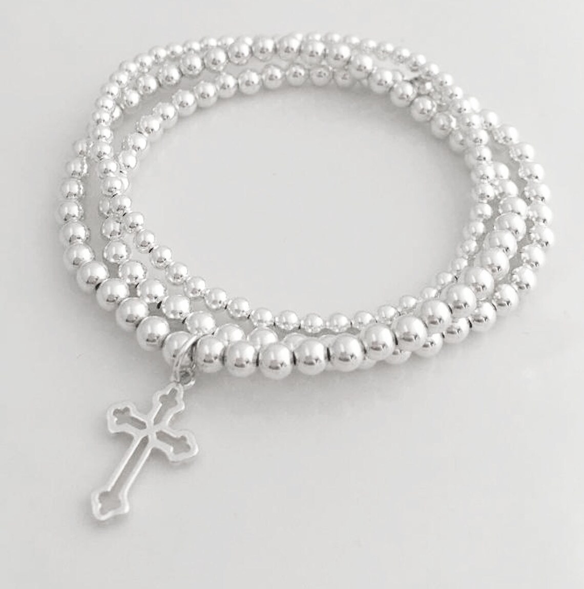 925 Sterling Silver Cross Charm Bracelet Religious Sterling - Etsy