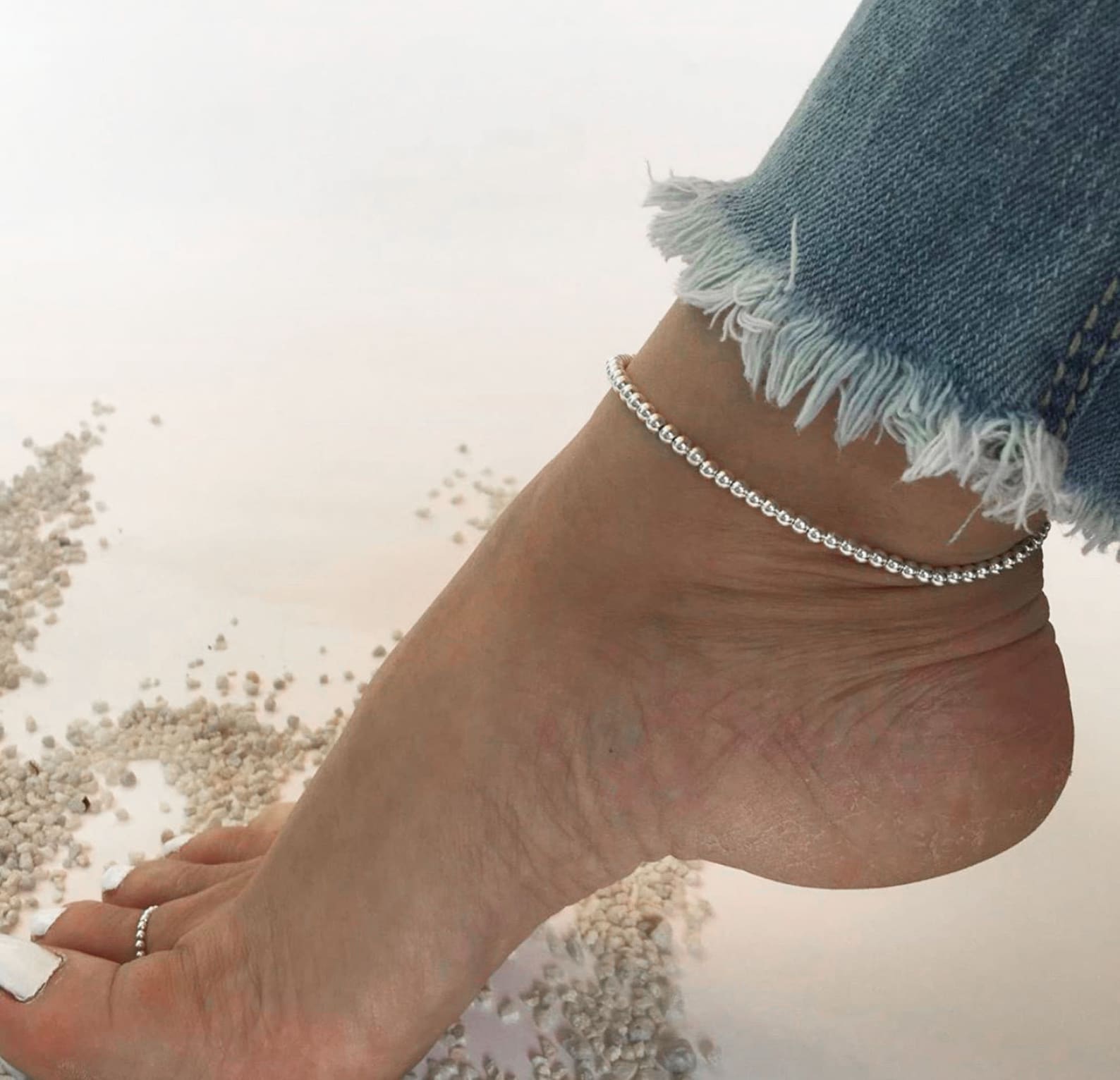 925 Sterling Silver Stretch Anklet Sterling Silver Anklet Ankle