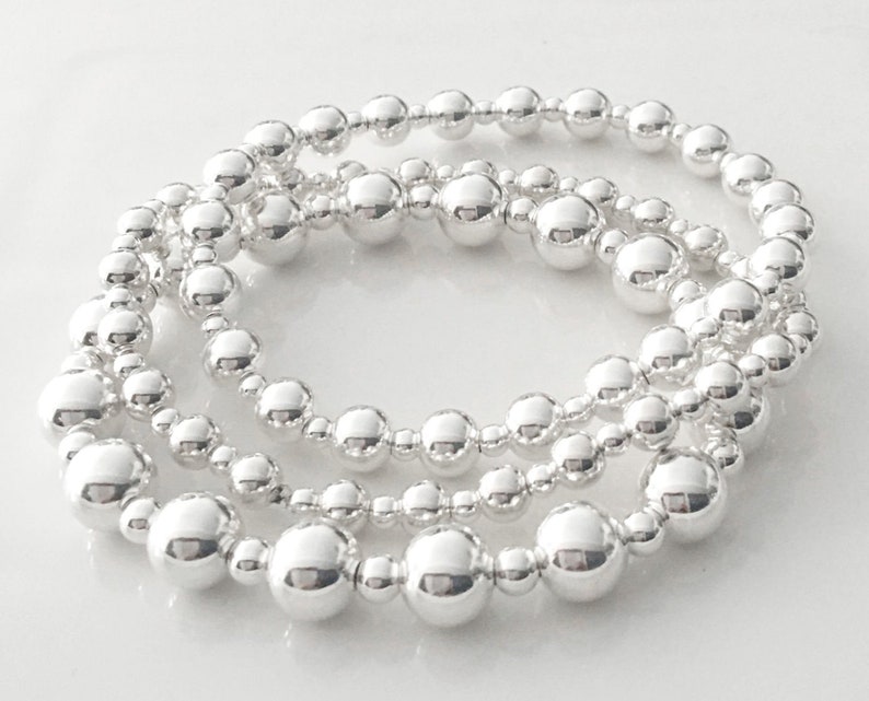 925 Sterling Silver Stretch Bracelet Bracelet Stacked - Etsy