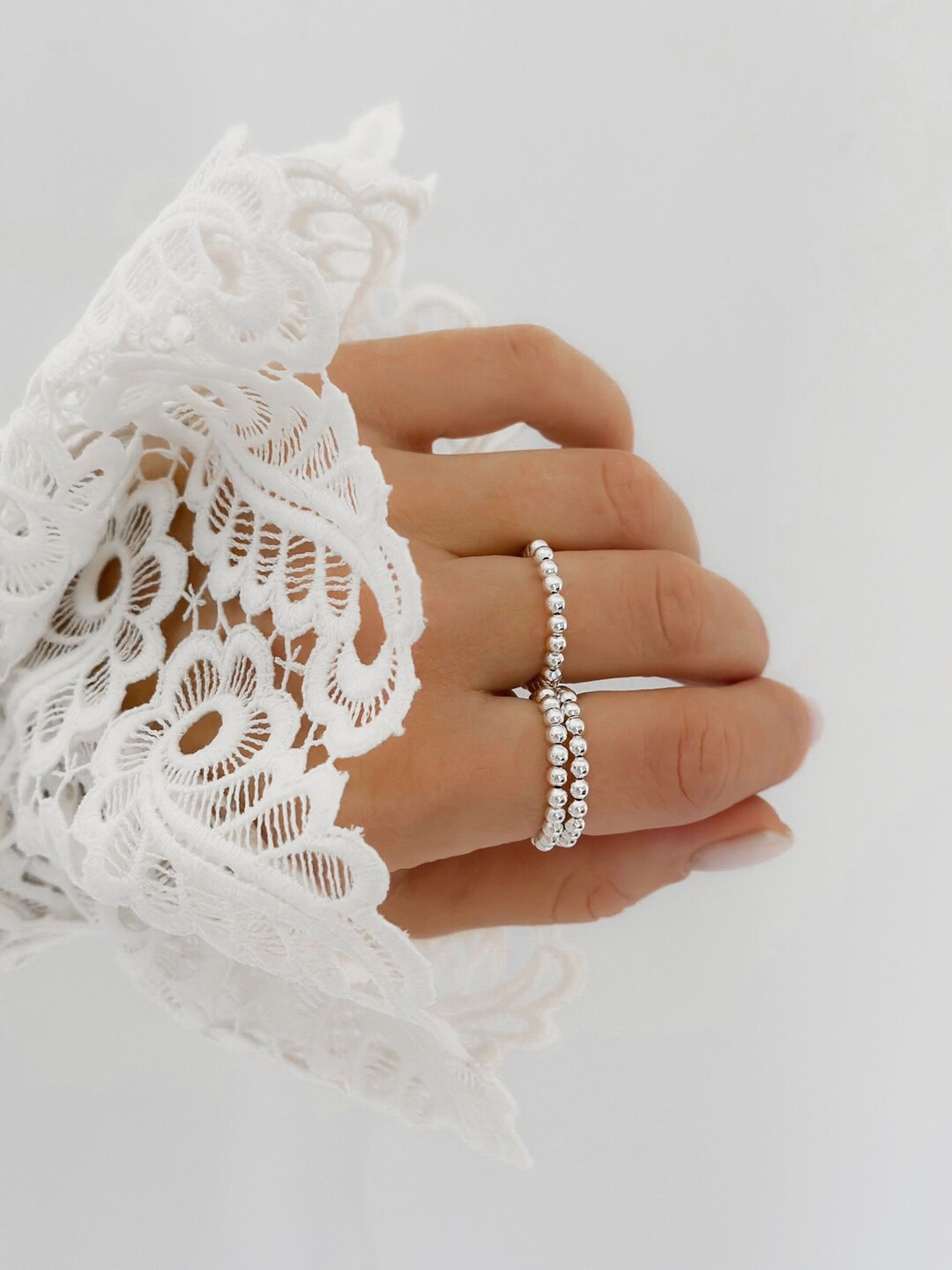 925 Sterling Silver Stretch Rings Stack of 2, Stacked Rings, Womens ...