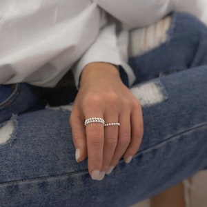 925 Sterling Silver Stretch Rings Stack of 2, Stacked Rings, Womens ...