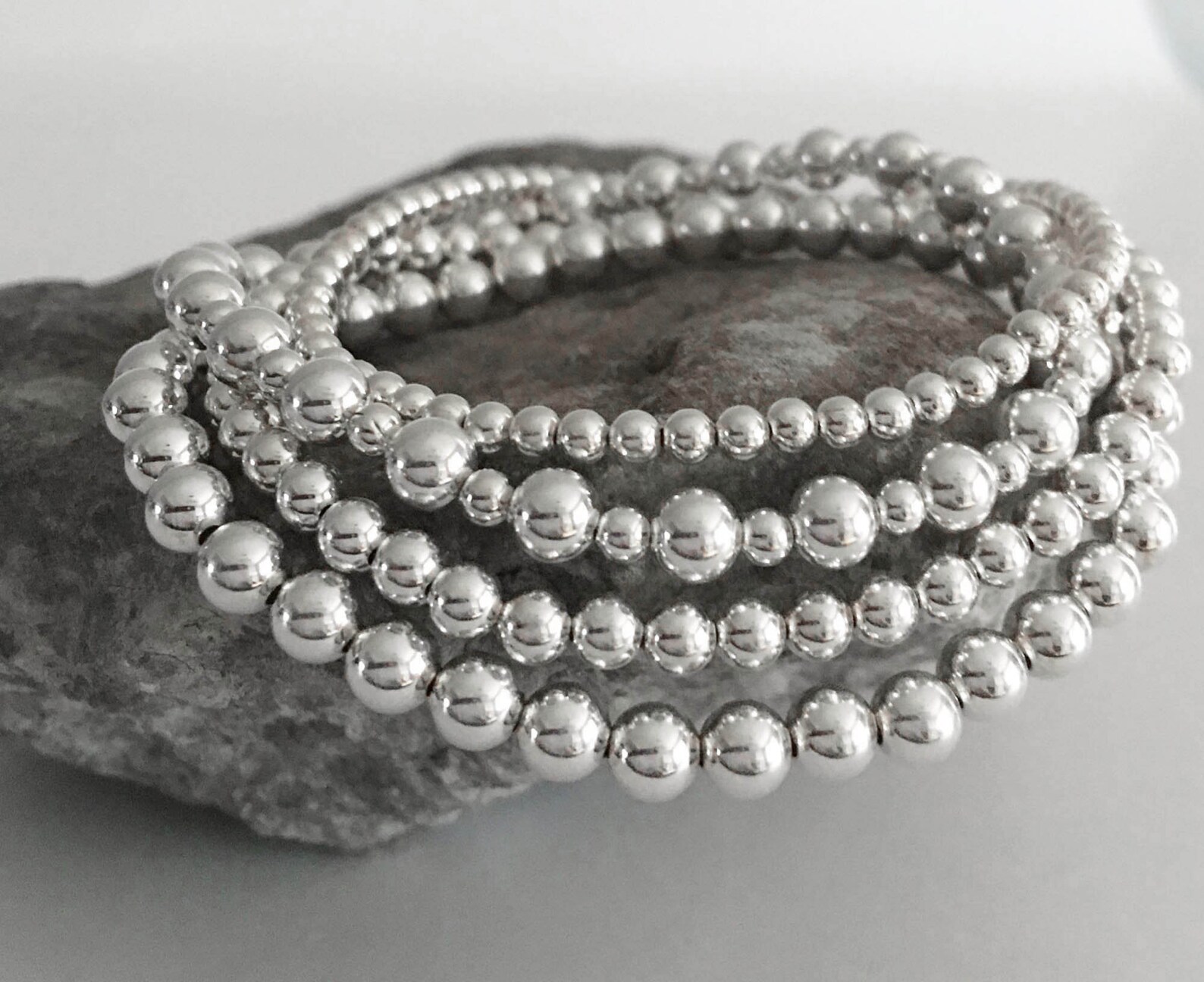 925 Sterling Silver Stretch Braceletbraceletstacked - Etsy