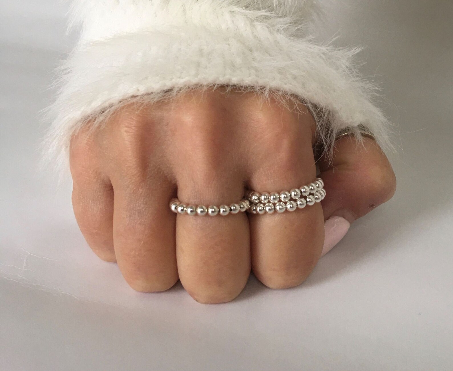 925 Sterling Silver Stretch Rings Stack of 2 Stacked Rings - Etsy