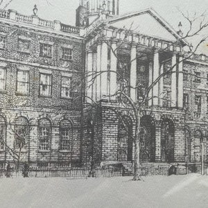 Detailed Architectural Pen Ink Drawing Print - Framed Vintage Artwork ...