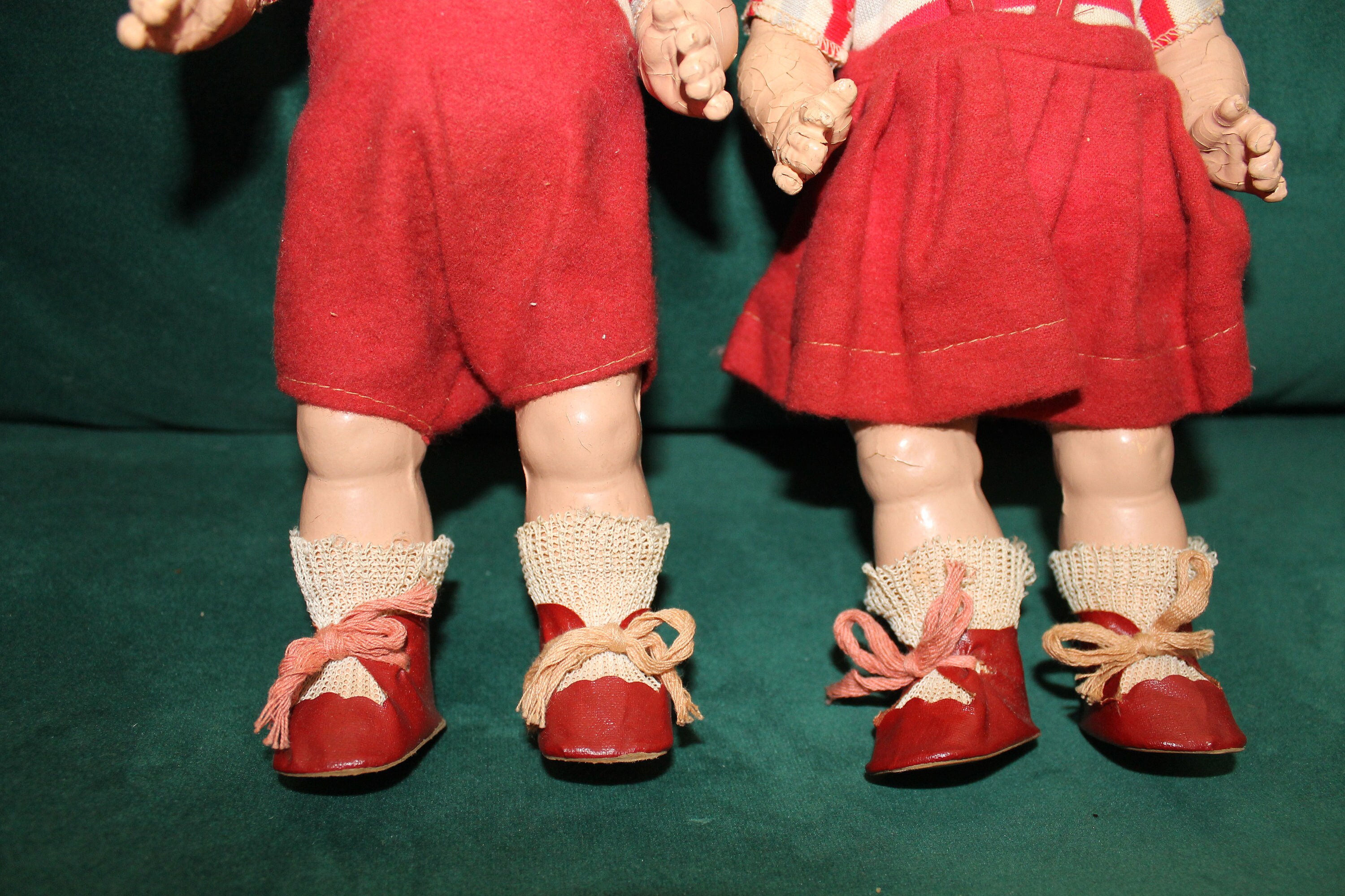 Pair of Vintage Composition Dolls Boy and Girl 1940s Original Clothing ...