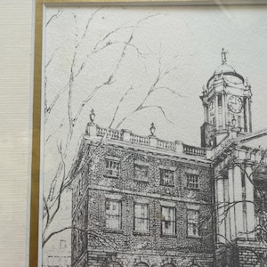 Detailed Architectural Pen Ink Drawing Print - Framed Vintage Artwork ...