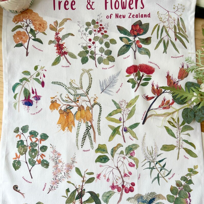 Tree & Flowers, New Zealand Natives Tea Towels - Etsy