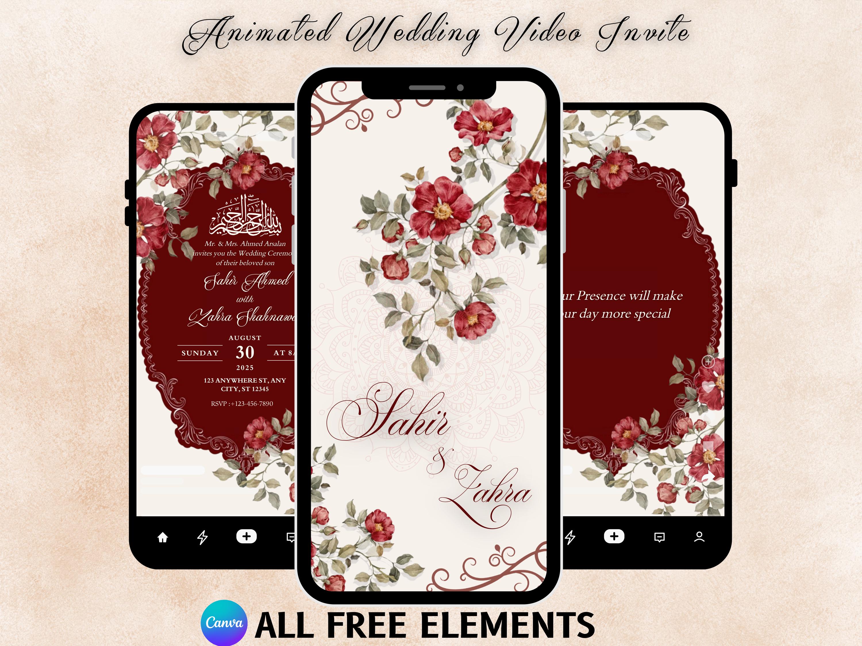 Editable Muslim Wedding Invitation Template: Digital Barat/nikkah ...