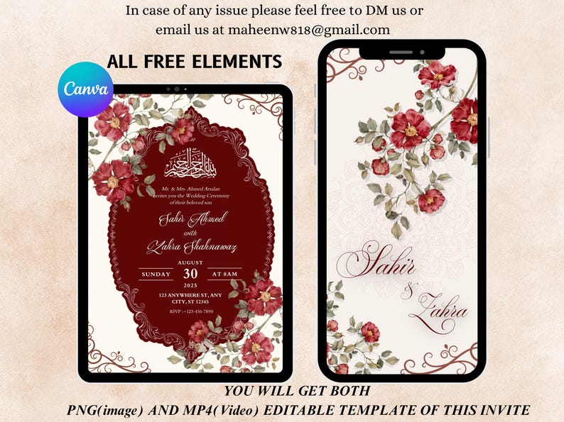 Editable Muslim Wedding Invitation Template: Digital Barat/nikkah ...