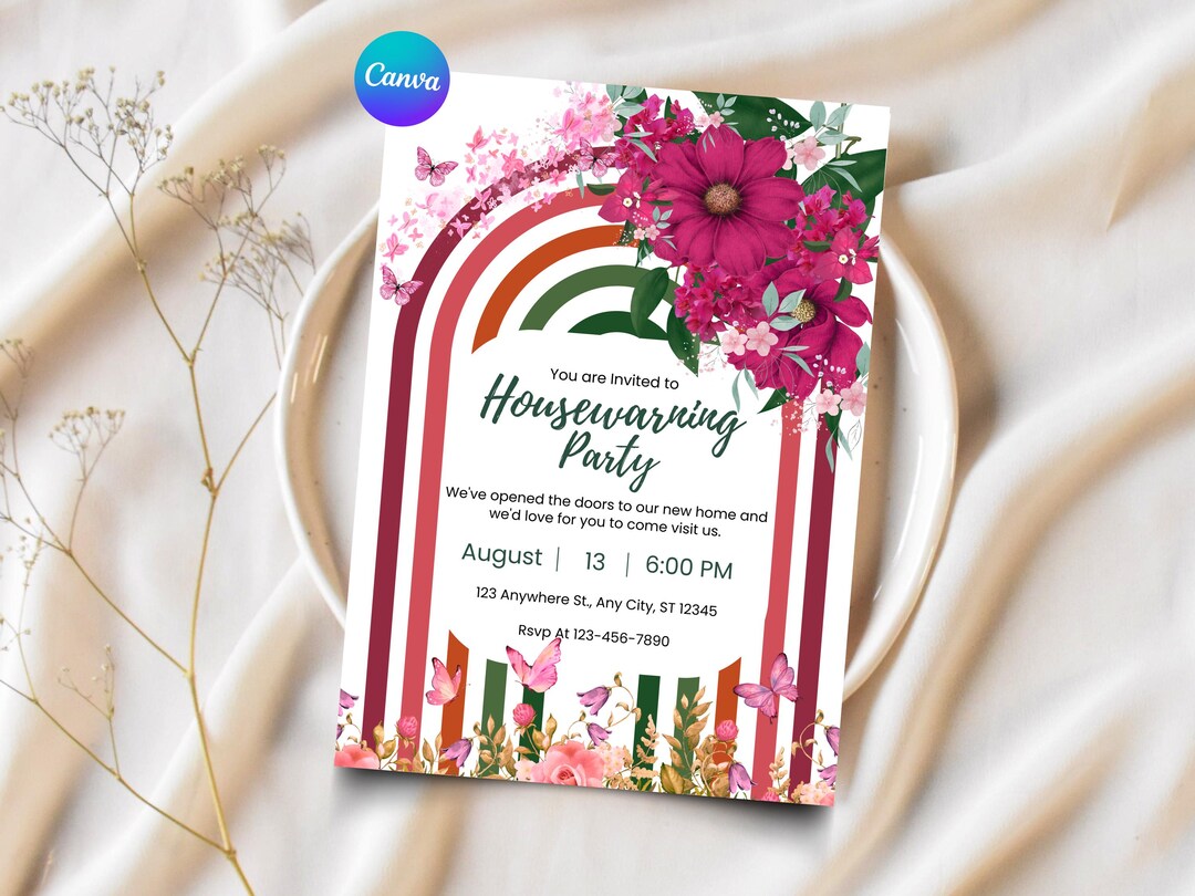 Editable House Warming Invitation, Colorful, Minimalist, House Warming ...