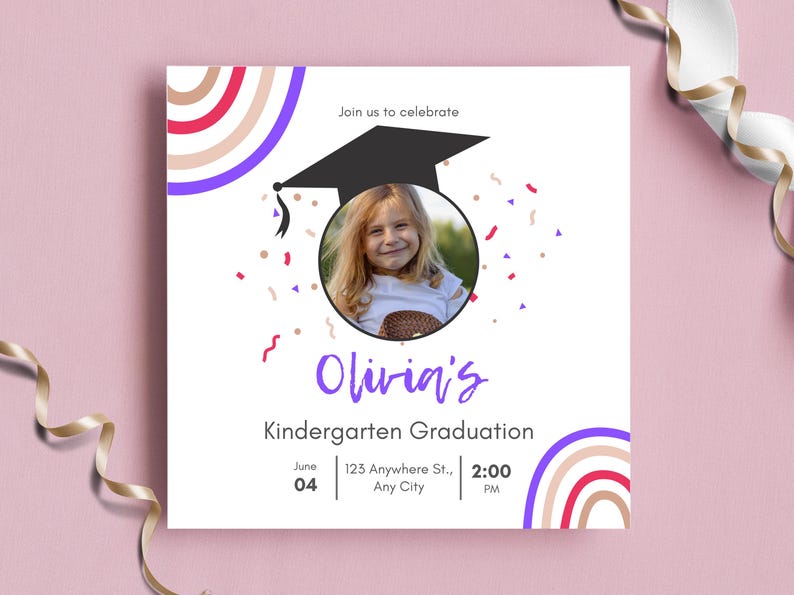Preschool Graduation Invite Template | Kindergarten Graduate Invite ...