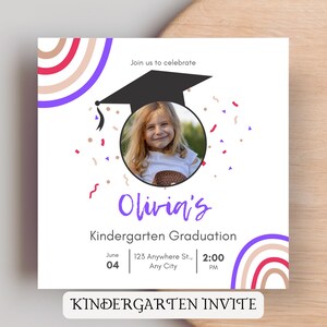 Preschool Graduation Invite Template | Kindergarten Graduate Invite ...