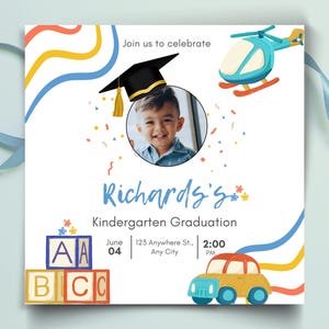 Preschool Graduation Invite Template | Kindergarten Graduate Invite ...