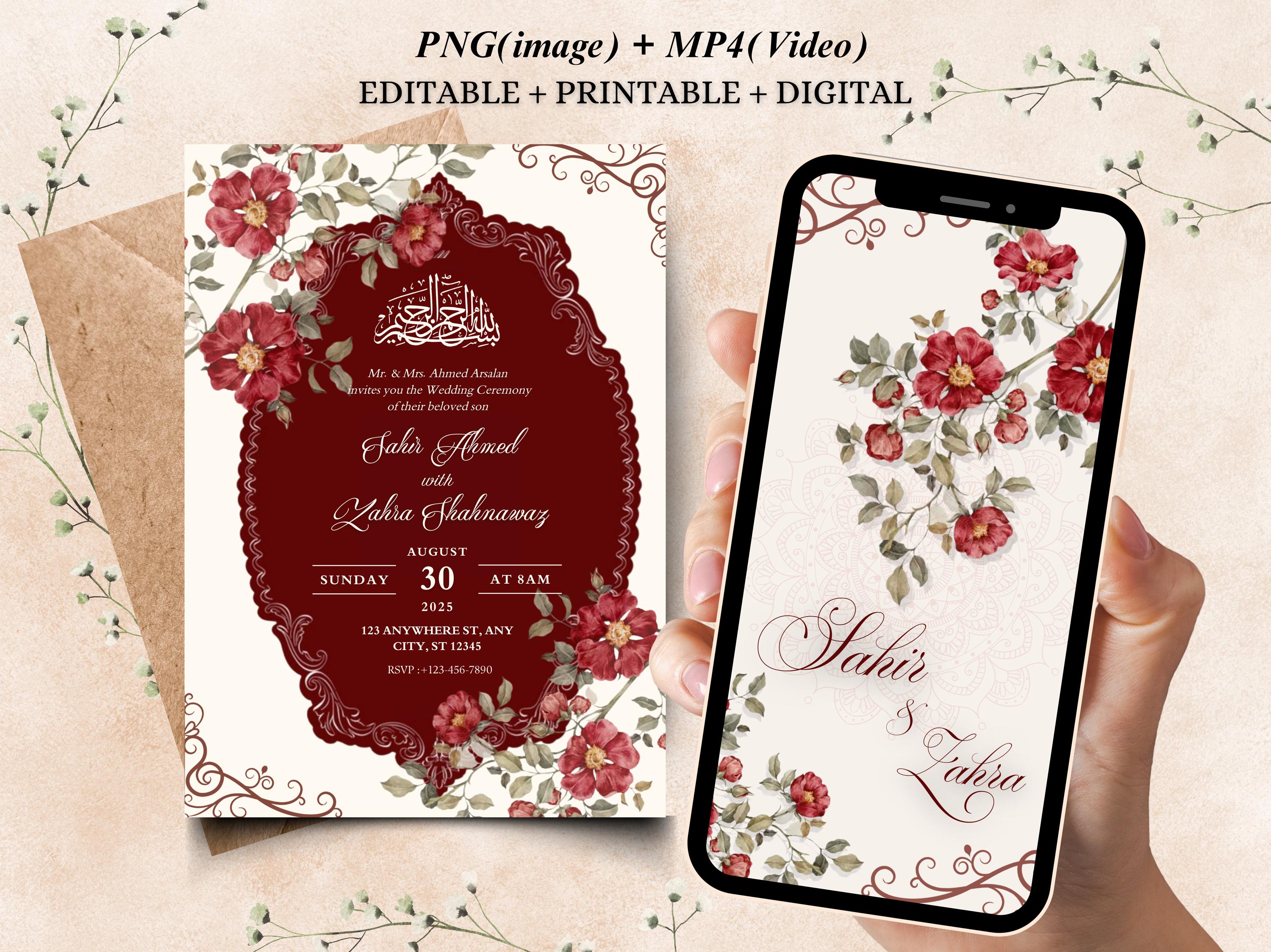 Editable Muslim Wedding Invitation Template: Digital Barat/nikkah ...