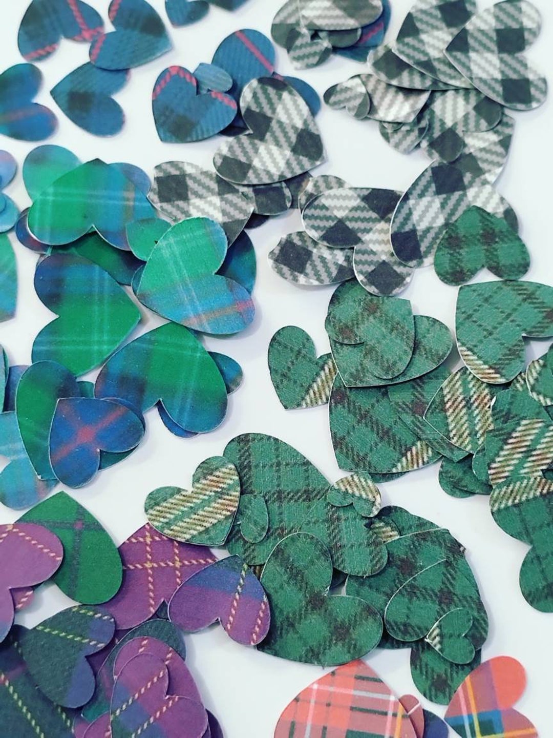 CUSTOM Clan Tartan Table Scatters, Plaid Table Scatters, Heart Confetti ...
