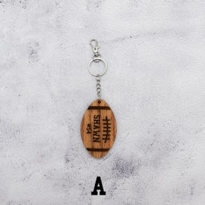 Personalized Football Keychain: Engraved Oak Bag Tag - Etsy