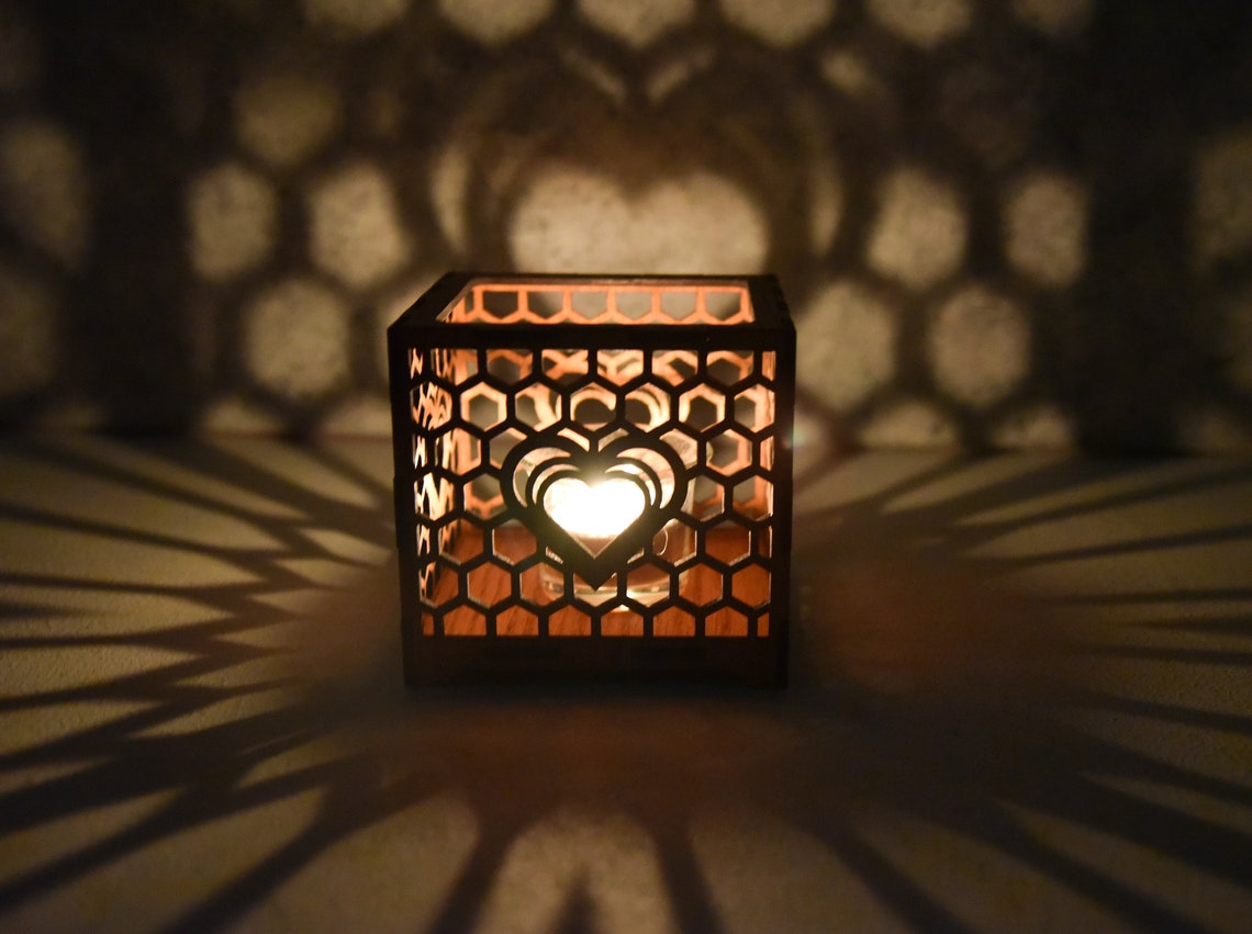Heart Shape Shadow Laser Cut Wood Lantern Livingroom Lantern - Etsy
