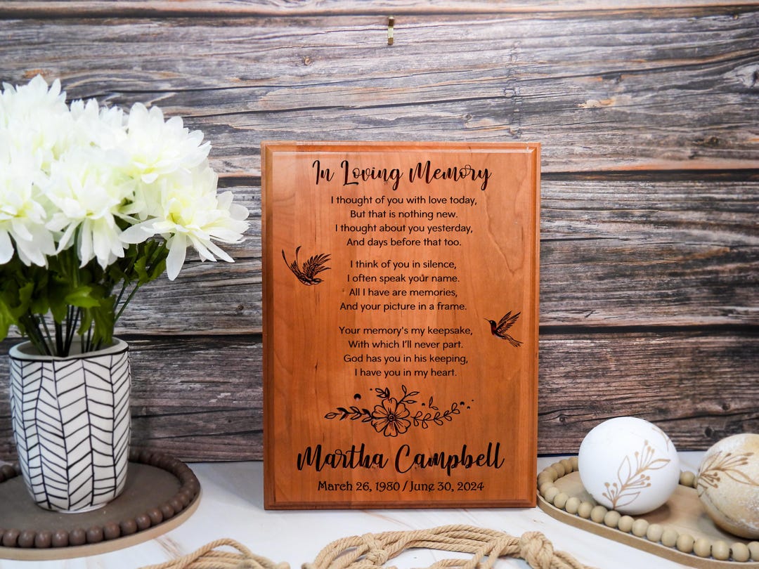 Personalized in Loving Memory Memorial Wood Plaque: Alder, Cherry ...