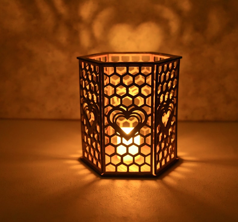 Heart Shape Shadow Laser Cut Wood Lantern Livingroom Lantern - Etsy