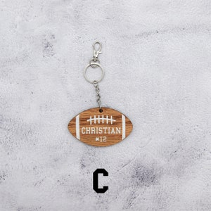 Personalized Football Keychain: Engraved Oak Bag Tag - Etsy