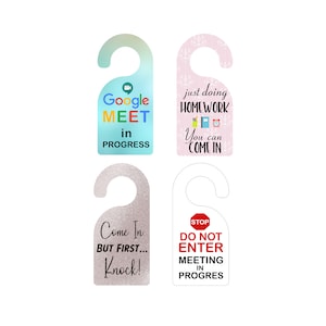 Personalized Zoom Meeting Door Hanger, Google Meet Door Hanger, Zoon in ...