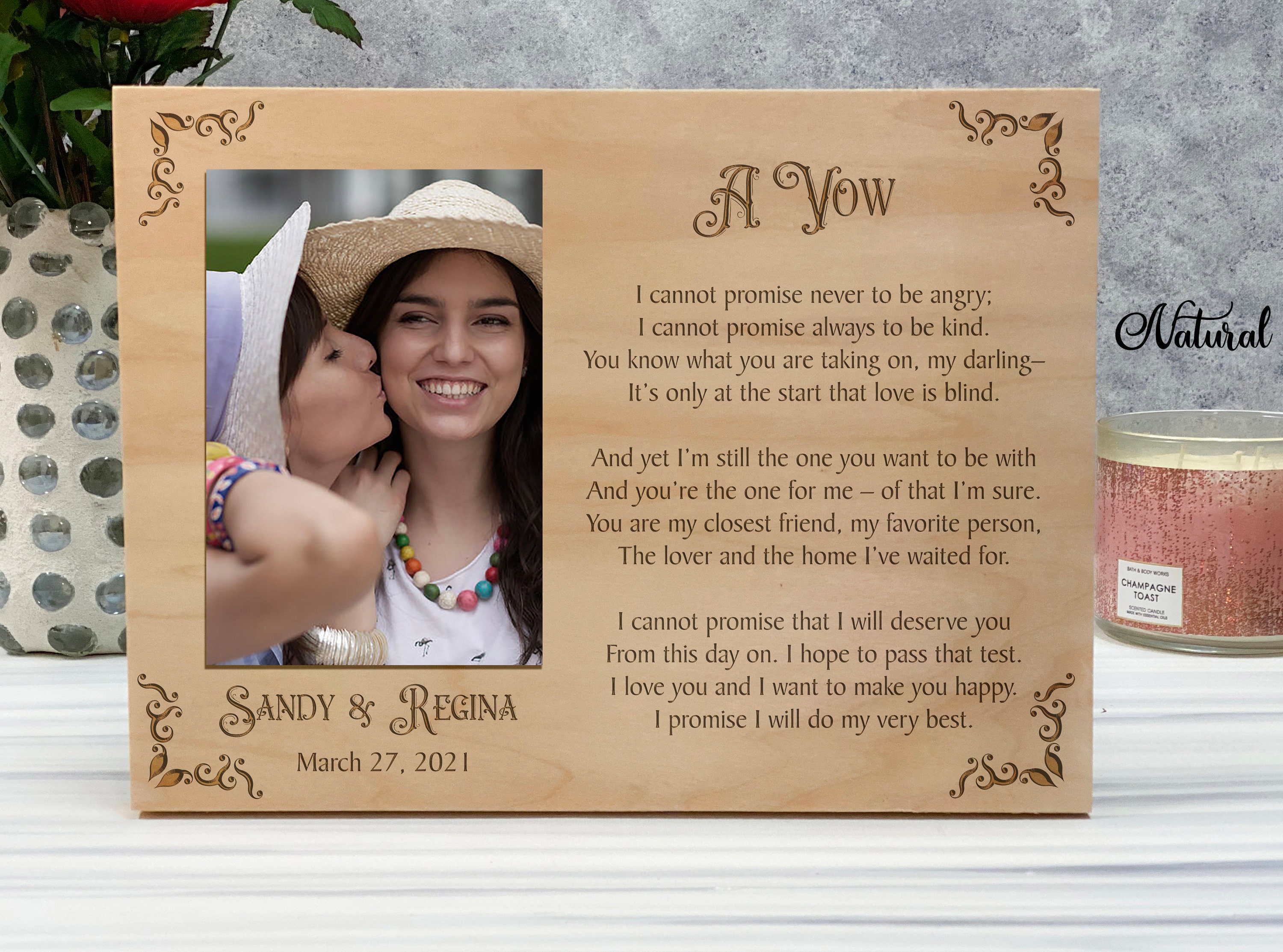Personalized A Vow Poem With Picture Wedding Gift Idea | Etsy