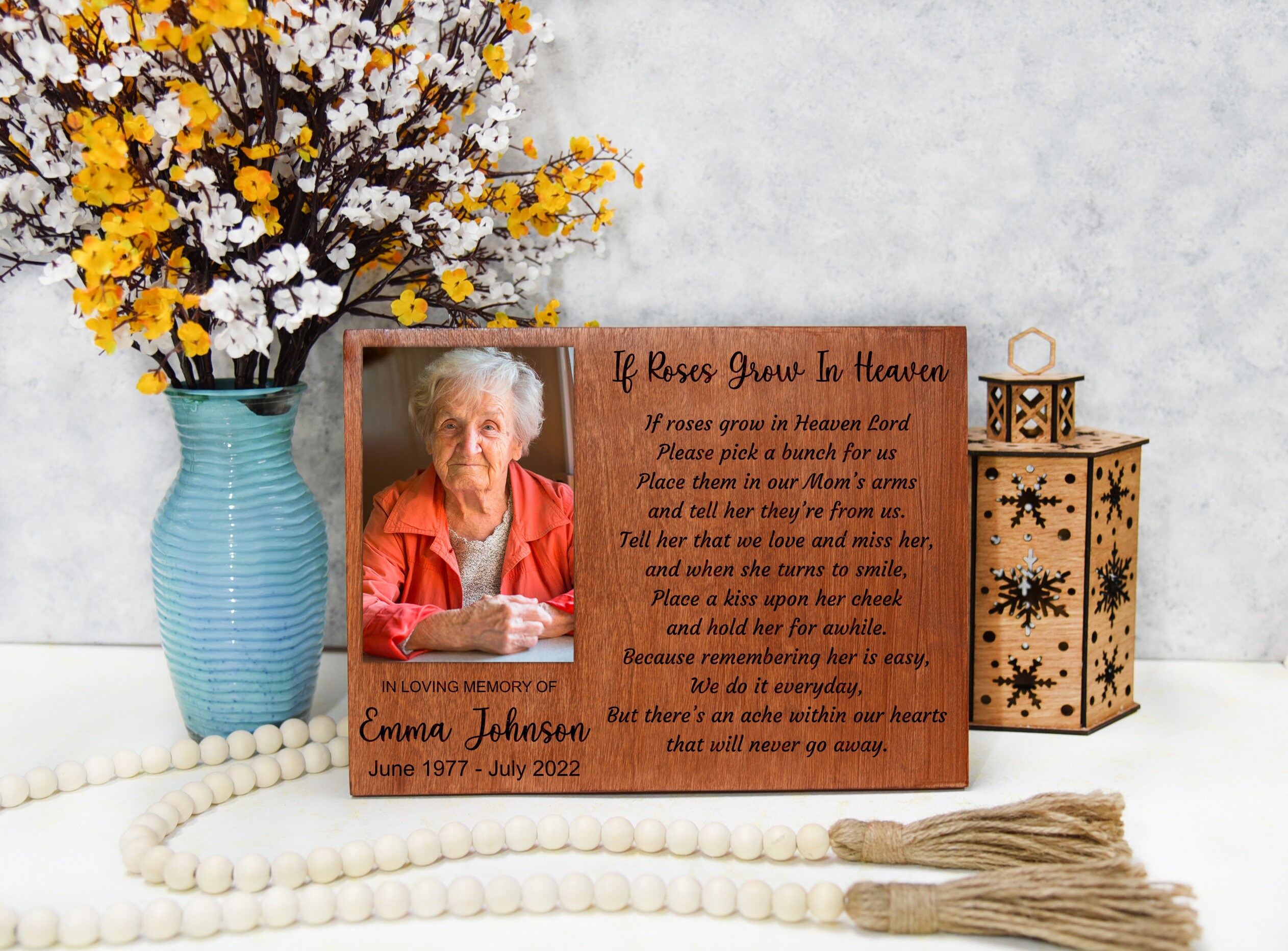 Personalized "if Roses Grow in Heaven" Poem Memorial Wood Canvas - Etsy