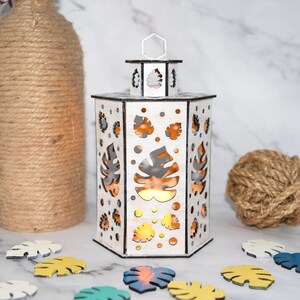 Spring Leaves Shadow Laser Cut Wood Lantern, Summer Lantern, Living ...