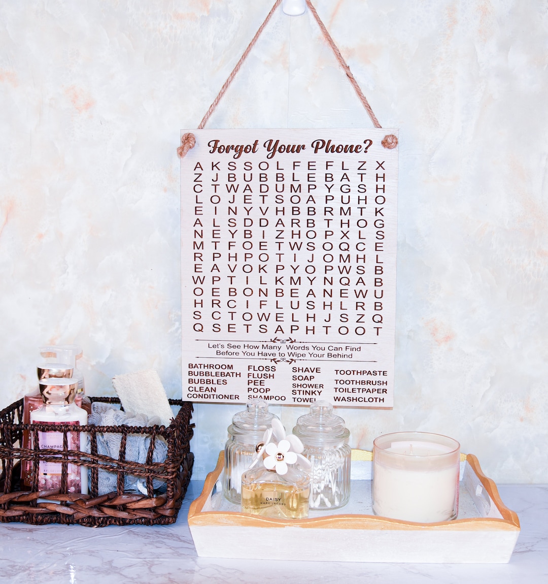 Bathroom Word Search Puzzle, Bathroom Word Puzzle, Bathroom Wall Decor ...