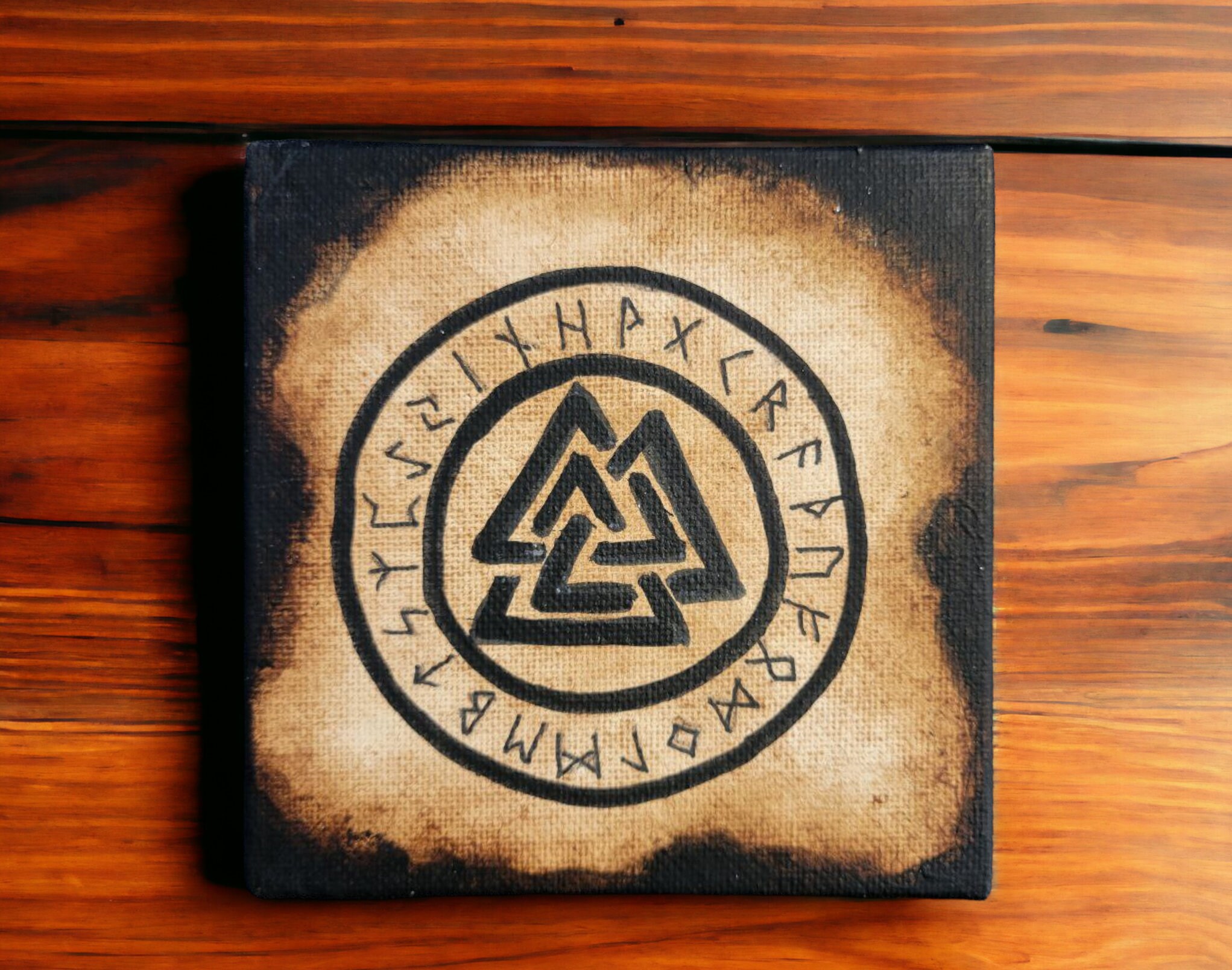 Valknut Viking Protection Rune Painting - Etsy