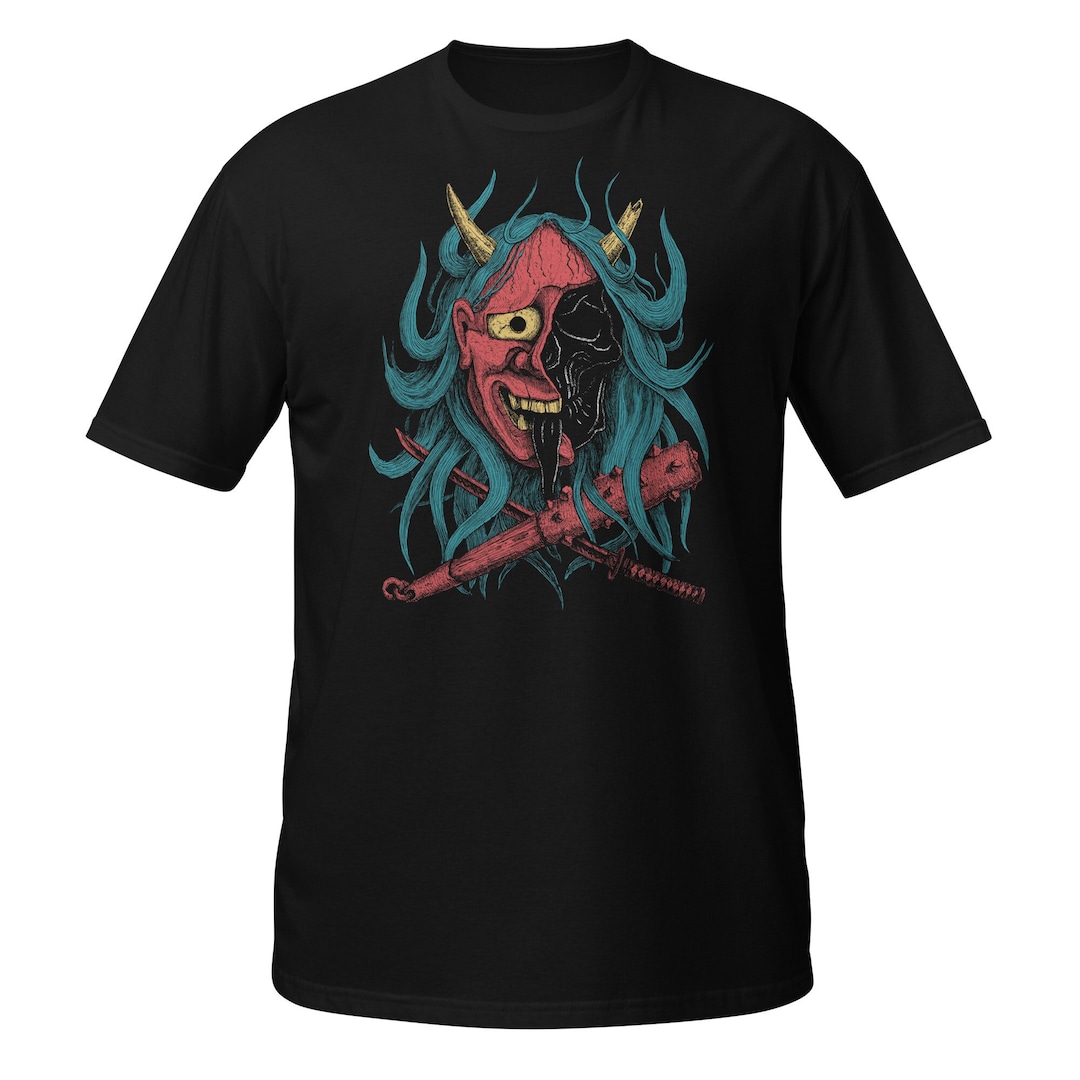 Japanese Samurai Devils Mask T-shirt Cool Traditional Japanese Skull ...