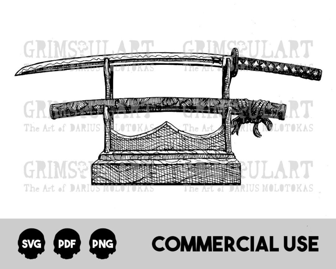 Katana Sword PNG SVG PDF Katana Outline Japanese Sword - Etsy Ireland