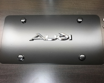 Audi 3D Black Stainless Steel License Plate With Black Caps Included ...