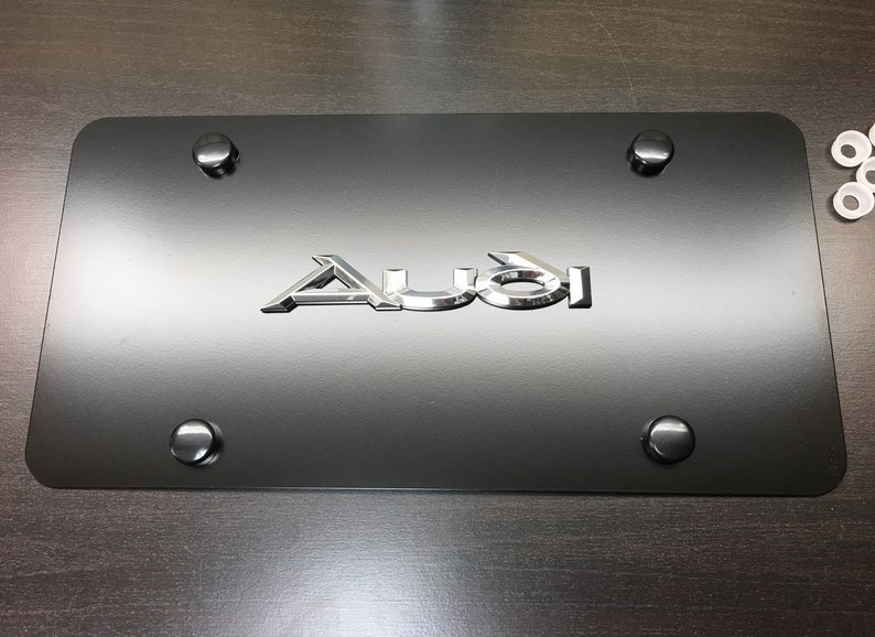 3D Black Mirror Stainless Steel License Plate With Chrome Caps Included ...