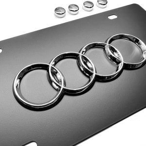 Audi 3D Black Stainless Steel License Plate With Black Caps Included ...