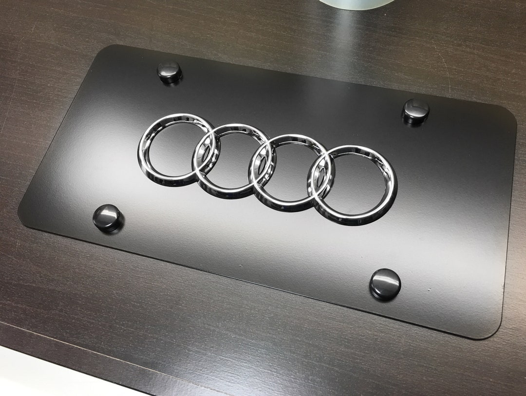 Audi 3D Black Stainless Steel License Plate With Black Caps Included ...