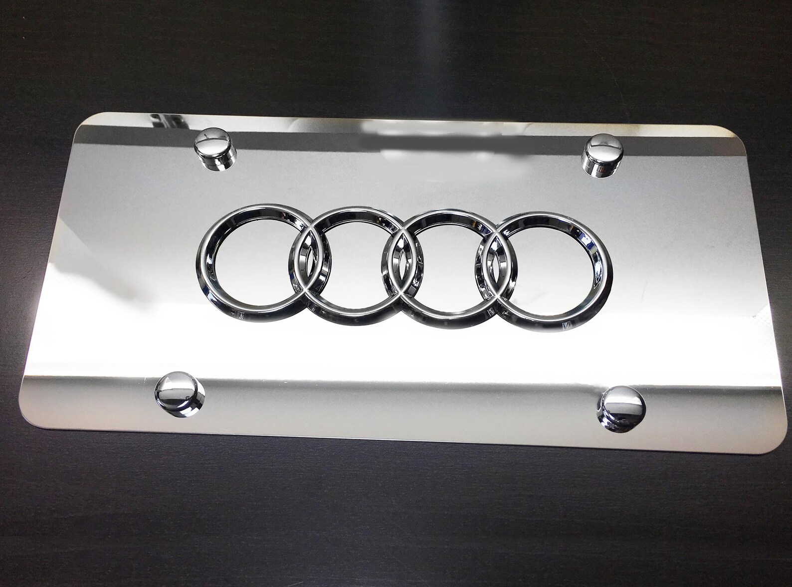 Audi 3D Black Stainless Steel License Plate With Black Caps Included ...