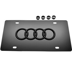 Audi 3D Black Stainless Steel License Plate With Black Caps Included ...