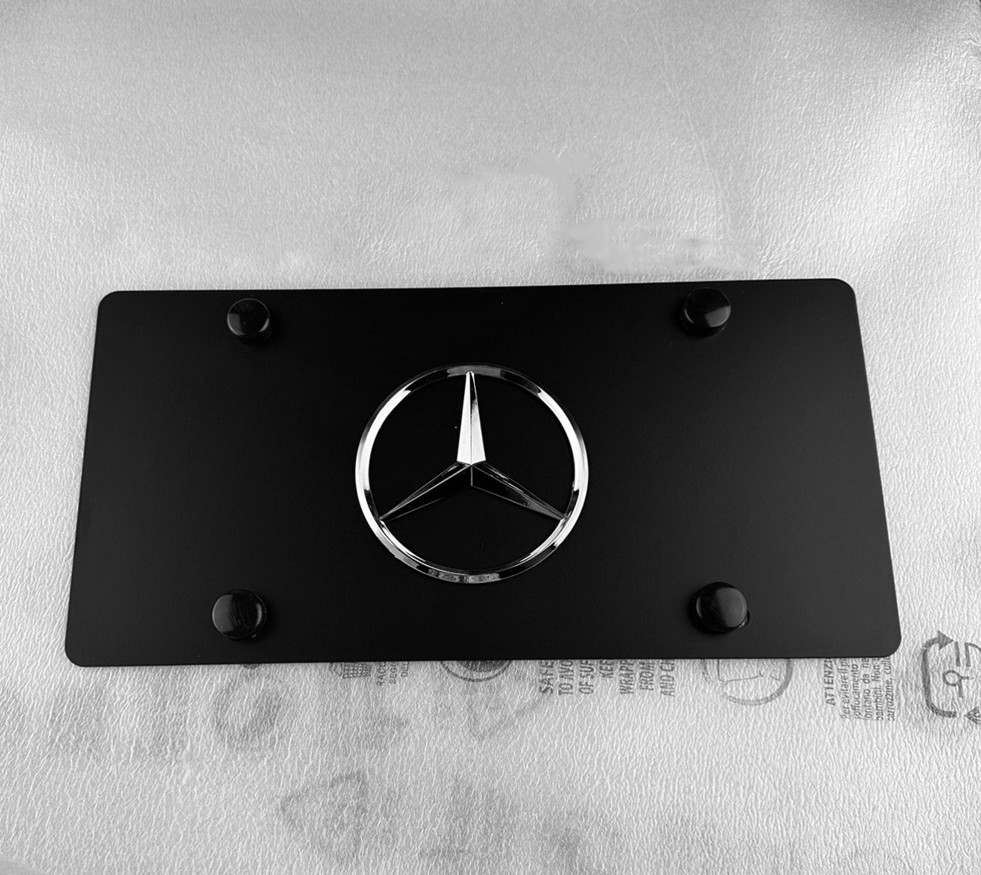3D Matte Black Stainless Steel License Plate With Caps Fits Mercedes ...